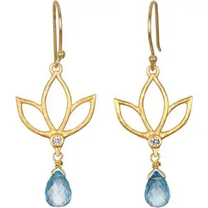 SATYA JEWELRY Lotus Drop Earrings - Gold