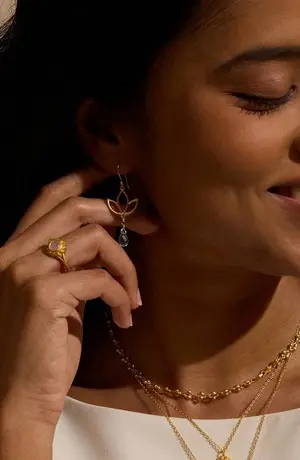 SATYA JEWELRY Lotus Drop Earrings