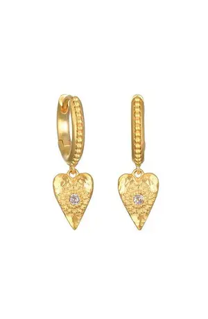 SATYA JEWELRY Loving Heart Huggie Earrings - Gold