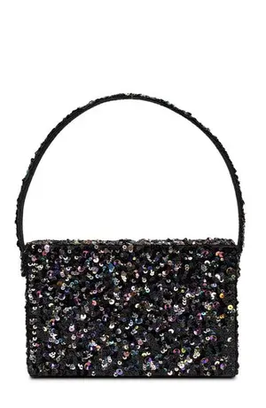 SIMITRI Sequin Embellished Box Clutch - Black
