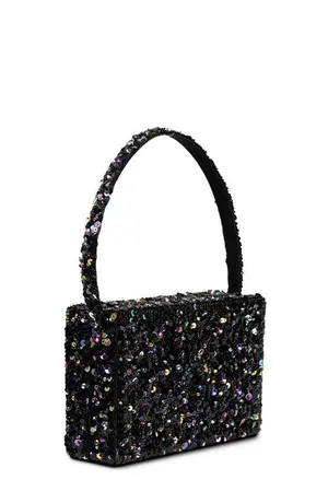 SIMITRI Sequin Embellished Box Clutch - Black