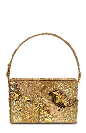 SIMITRI Sequin Embellished Box Clutch - Golden Ember