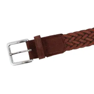 Trafalgar Apollo Italian Braided Suede Belt - Light Brown
