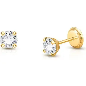 TINY BLESSINGS 14k Gold 4mm Diamond Stud Earrings - 14k Yellow Gold