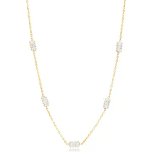 MAZIN JEWELS Baguette Station Necklace - Yellow Gold