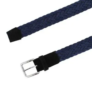 Trafalgar Apollo Italian Braided Suede Belt - Navy