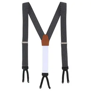 Trafalgar Voltaire Chalk Stripe Formal End Suspenders - Black