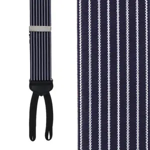 Trafalgar Voltaire Chalk Stripe Formal End Suspenders - Navy Blue