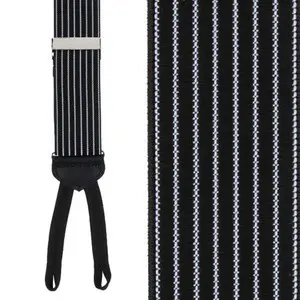 Trafalgar Voltaire Chalk Stripe Elastic Formal End Suspenders - Black