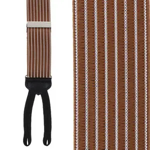 Trafalgar Voltaire Chalk Stripe Elastic Formal End Suspenders - British Tan