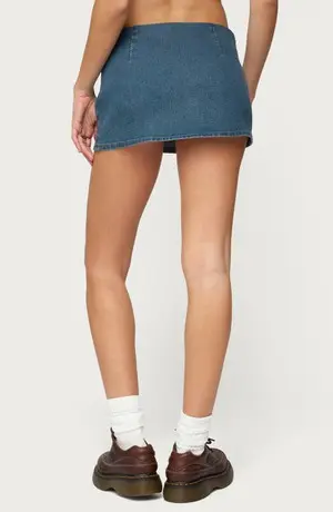 EDIKTED Monrow Low Rise Denim Microskort - Blue-washed