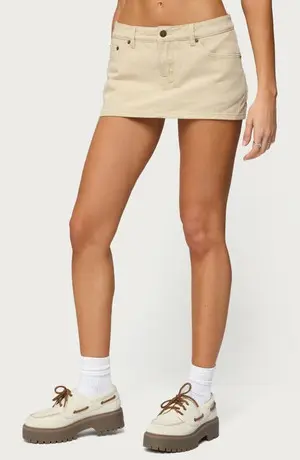 EDIKTED Denim Skort - Beige