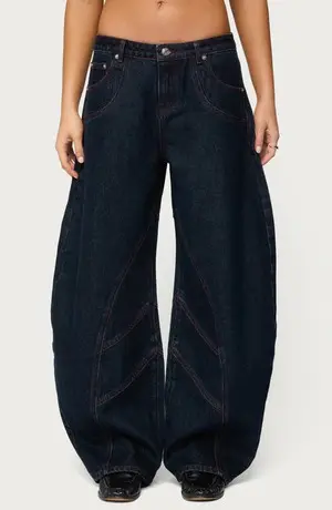 EDIKTED Double Pocket Low-rise Barrel Leg Jeans