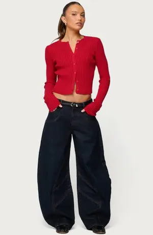 EDIKTED Double Pocket Low-rise Barrel Leg Jeans