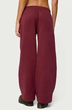 EDIKTED Logo Wide Leg Sweatpants - Burgundy