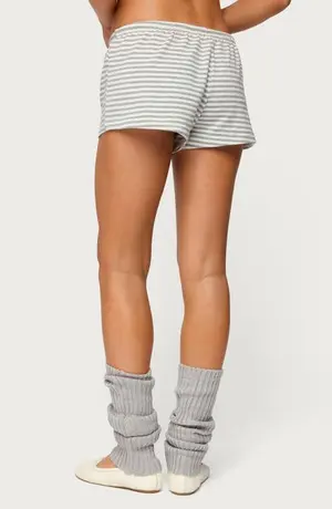 EDIKTED Jainee Striped Drawstring Shorts - Gray-melange