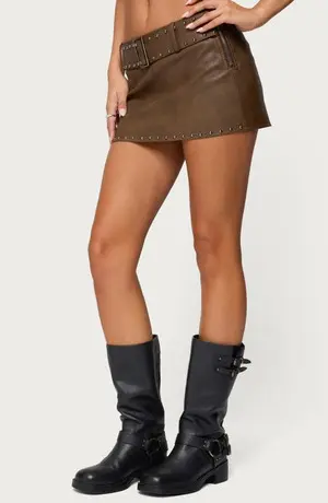 EDIKTED Studded Faux Suede Skort