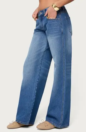 EDIKTED Lauryn Low Rise Wide Leg Jeans