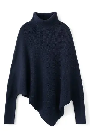 Mango Asymmetric Turtleneck Sweater - Navy