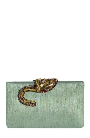 SIMITRI Raaka Hand-embroidered Clutch - Sage