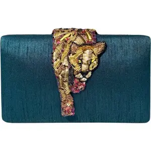 SIMITRI Raaka Hand-embroidered Clutch - Teal