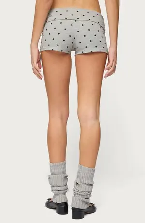 EDIKTED Chelsie Polka Dot Foldover Shorts - Gray-melange