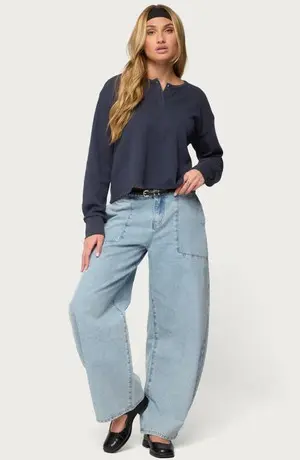 EDIKTED Jolie Low Rise Barrel Leg Jeans