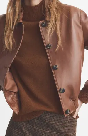 Mango Button Cuff Turtleneck Sweater