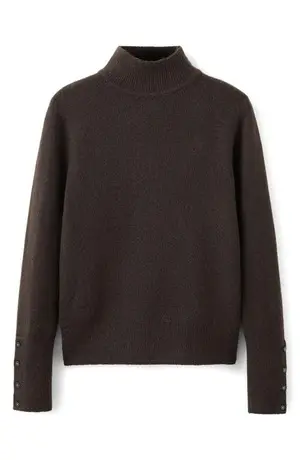 Mango Button Cuff Turtleneck Sweater