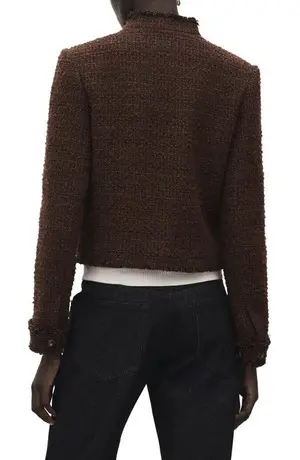 Mango Frayed Tweed Jacket