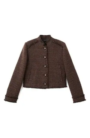 Mango Frayed Tweed Jacket