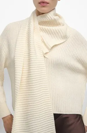 Mango Ribbed Sweater With Scarf