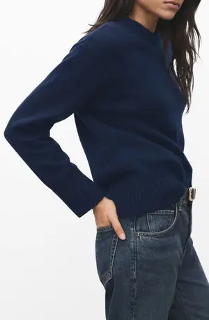 MANGO Wool Blend Crewneck Sweater