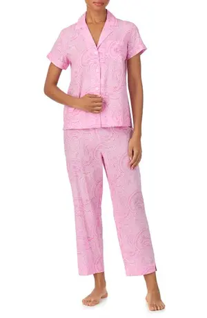 Ralph Lauren Notch Collar Long Pajamas - Pink Paisley
