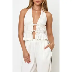 L*Space Tie Front Linen Blend Halter Top