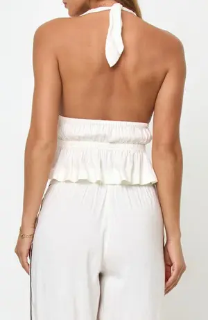 L*Space Tie Front Linen Blend Halter Top
