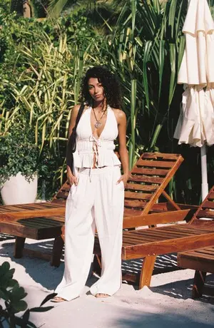 L*Space Tie Front Linen Blend Halter Top