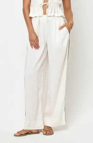 L*Space Wide-leg Linen-blend Pants - Cream