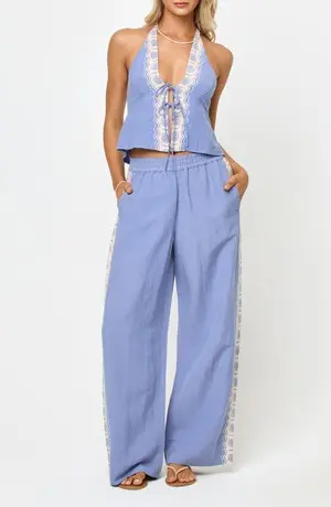 L*Space Wide-leg Linen-blend Pants - Shell Or High Water