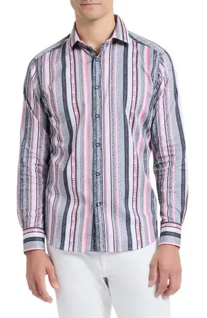 Robert Graham Bramshaw Mixed Stripe Stretch Cotton Button-up Shirt - Pink Multi