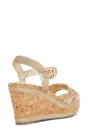 Dune London Kipling Platform Wedge Sandal - Gold