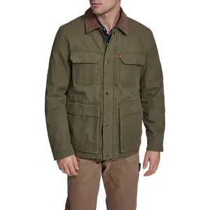 LEVI'S Corduroy Collar Cotton Canvas Jacket - Olive Tree
