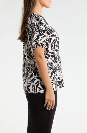 Anne Klein Printed Short Sleeve Top