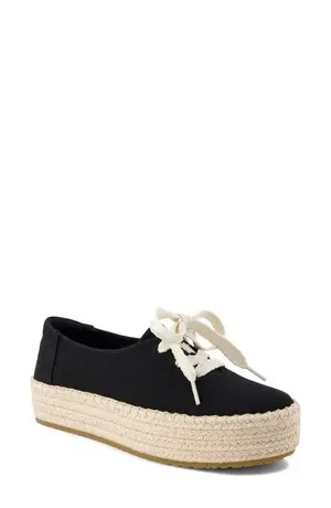 Toms Valencia Lace-up Platform Espadrille - Black