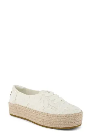 Toms Valencia Lace-up Platform Espadrille - Ivory Floral