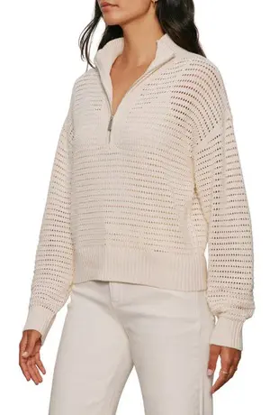 Sanctuary Open Stitch Half-zip Cotton-blend Sweater