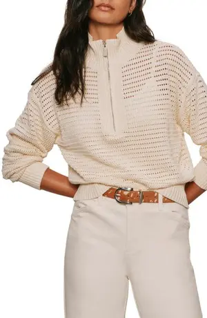 Sanctuary Open Stitch Half-zip Cotton-blend Sweater