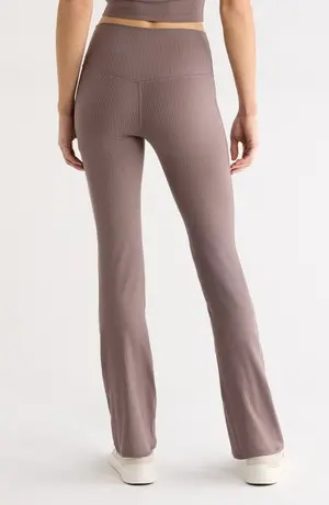 Zella Bootcut Ribbed Pants - Grey Plum