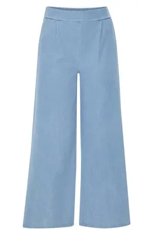 ICHI Ihkate Wide-leg Cropped Denim Pants