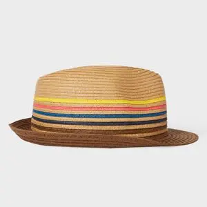 Paul Smith Artist Stripe' Raffia Trilby Hat - Brown